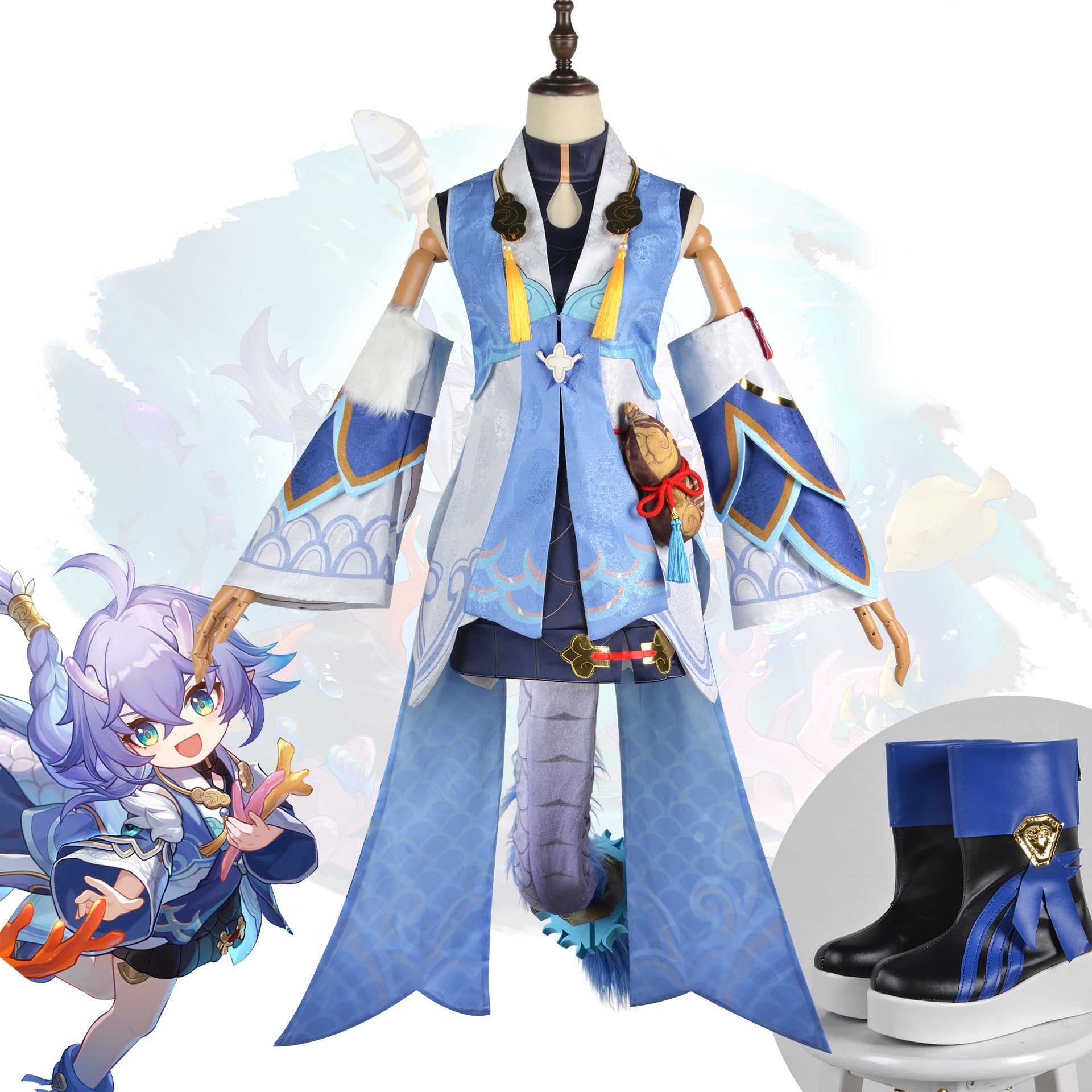 Bailu Cosplay Costume | Honkai: Star Rail Outfit | Dragon Tail & Full ...